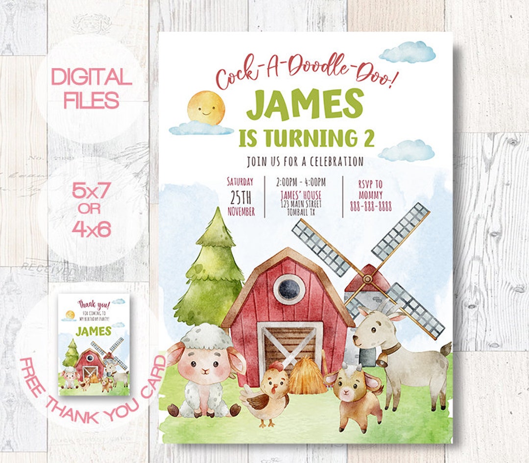Farm Birthday Party Invitation Farm Animals Birthday - Etsy