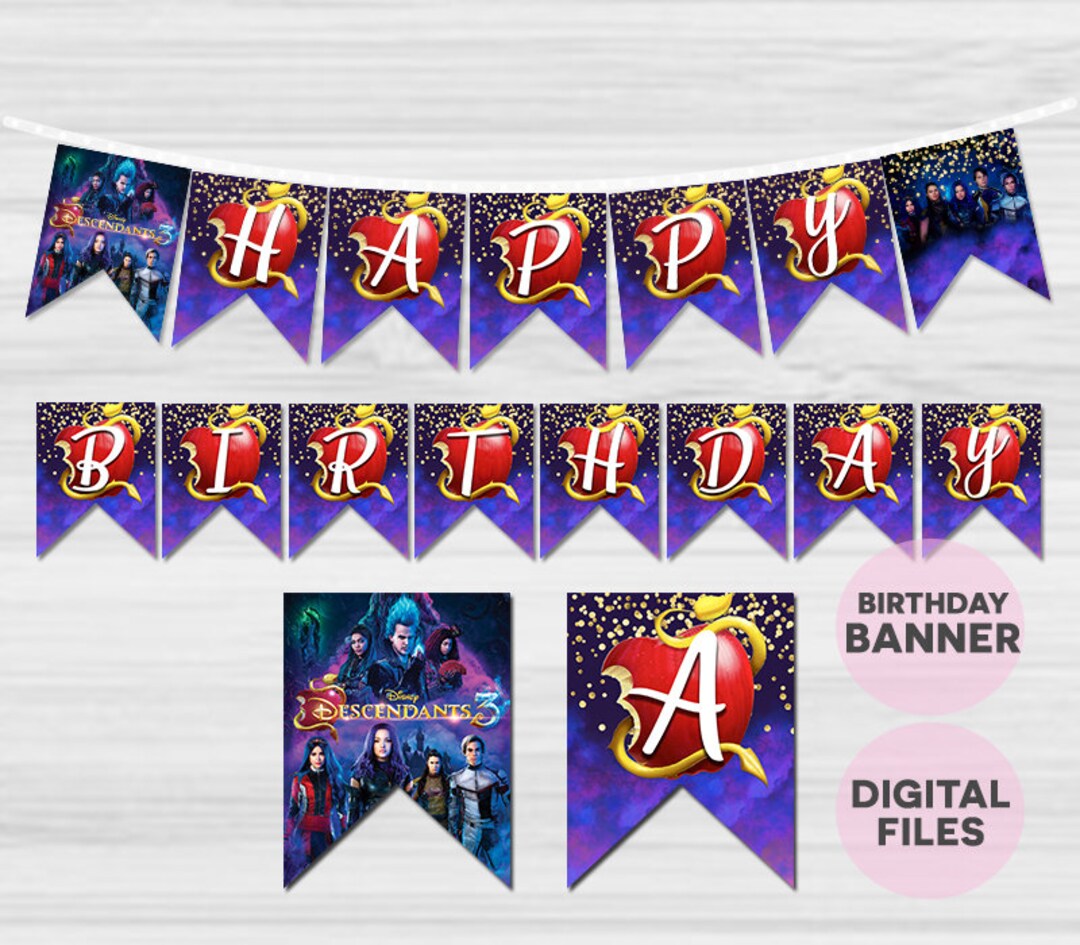 Descendants Birthday Banner Descendants Decoration Party Decor ...