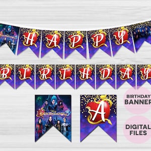 Descendants Birthday Banner Descendants Decoration Party Decor ...