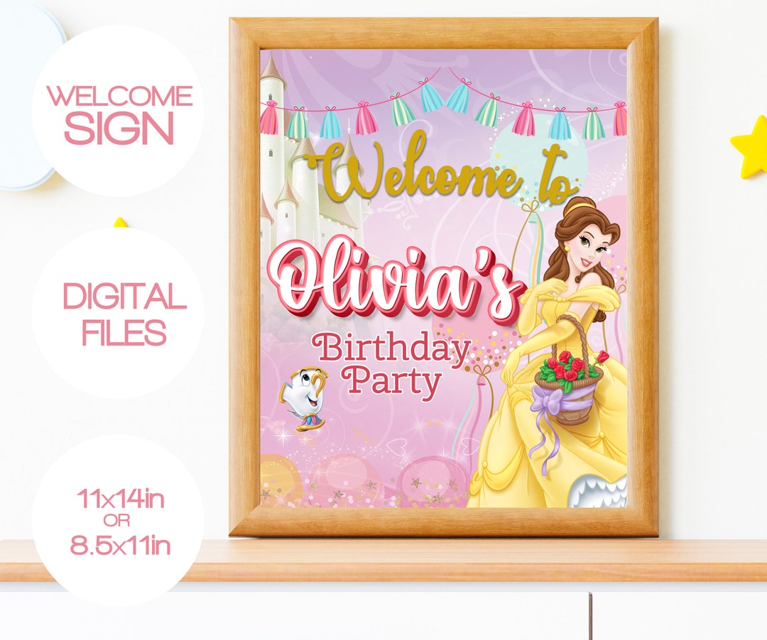 Beauty and the Beast Welcome Sign Princess Birthday Sign princess ...