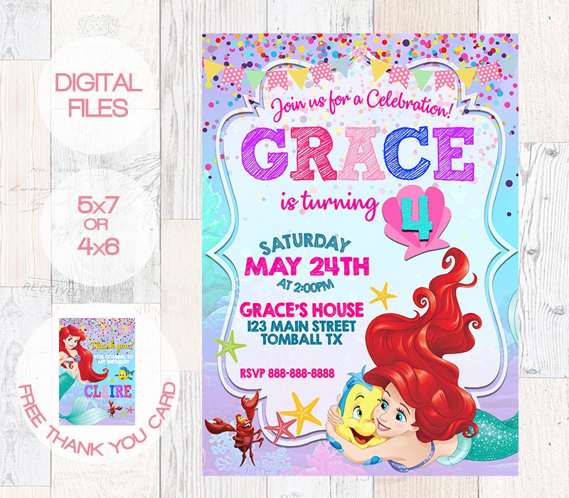 The Little Mermaid Invitation Princess Ariel Invite Little - Etsy