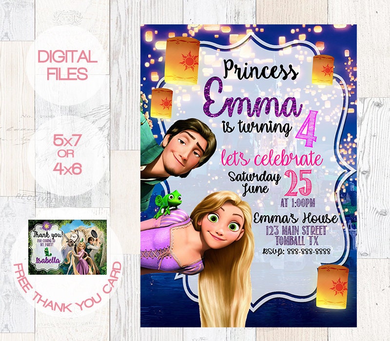 Rapunzel invitationTangled invitation Rapunzel birthday | Etsy