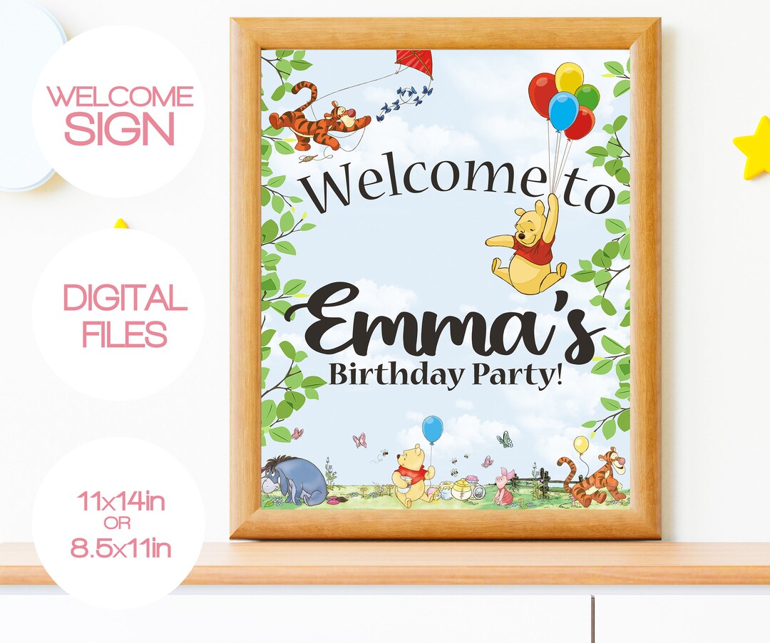 Winnie the Pooh Welcome Sign, Winnie the Pooh Baby Shower Welcome Sign ...