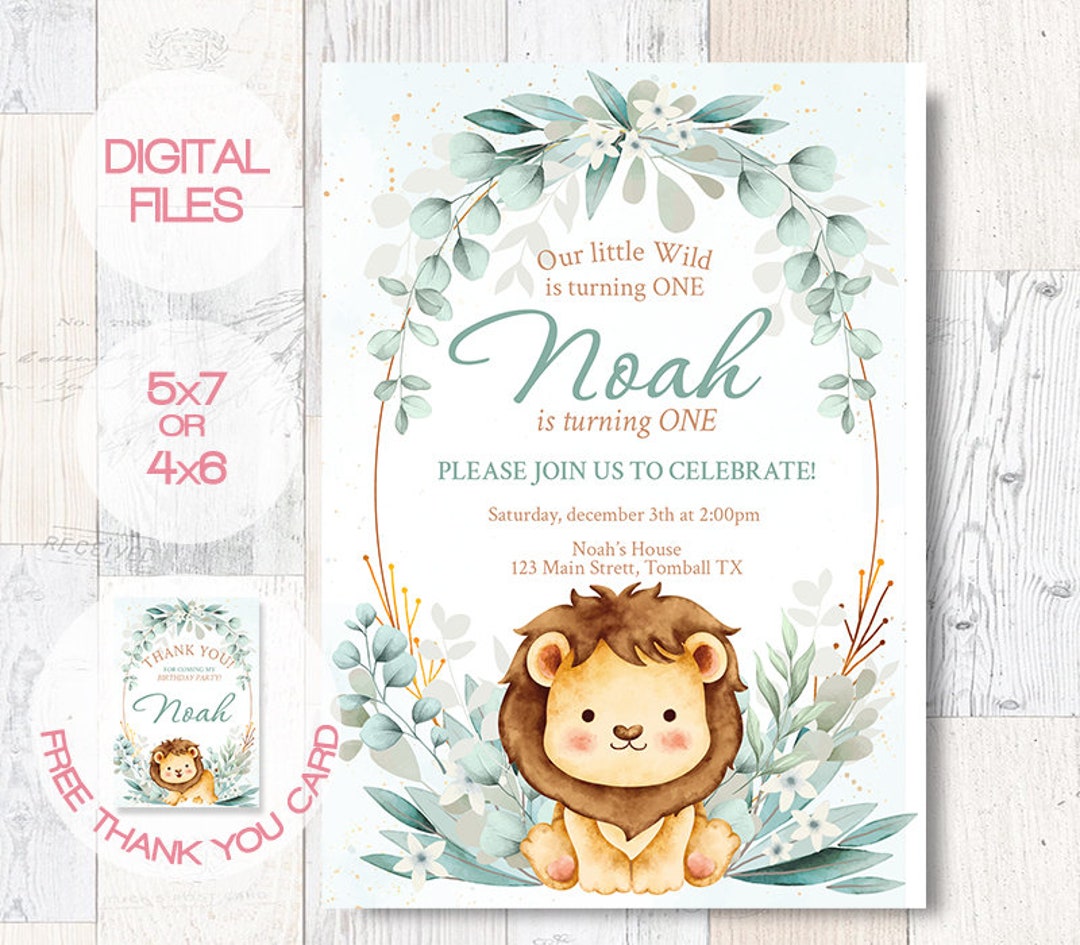 Lion Invitation Personalized Birthday Invite lion King - Etsy
