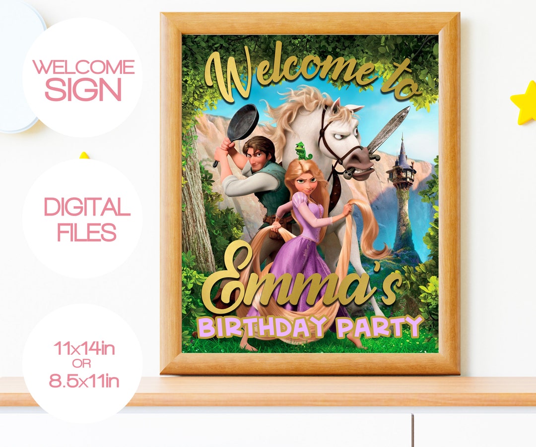 Tangled Welcome Sign - Rapunzel Party Sign - Princess Birthday Sign ...