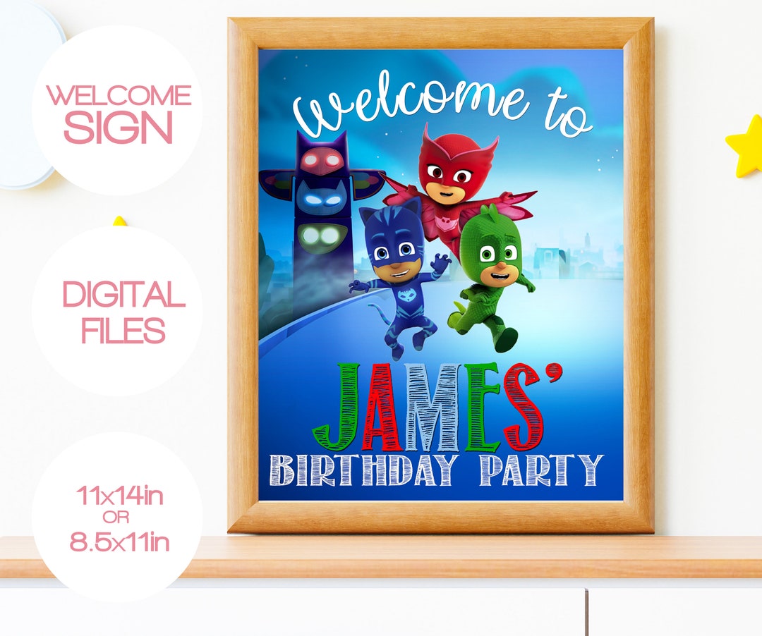 PJ Masks Welcome Sign PJ Masks Birthday Sign - Etsy