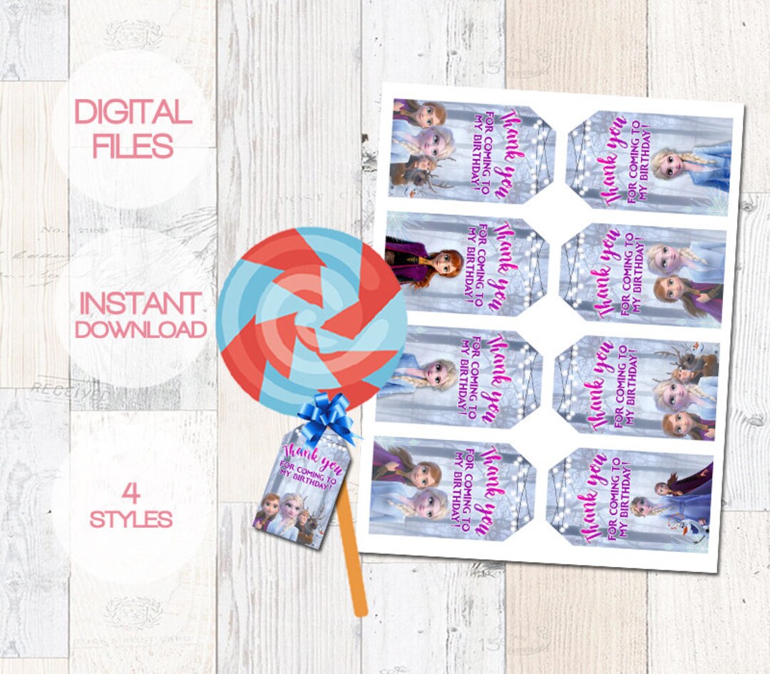 Frozen 2 - Frozen Printable Birthday Tags - Frozen 2 Favor Tags - Thank ...