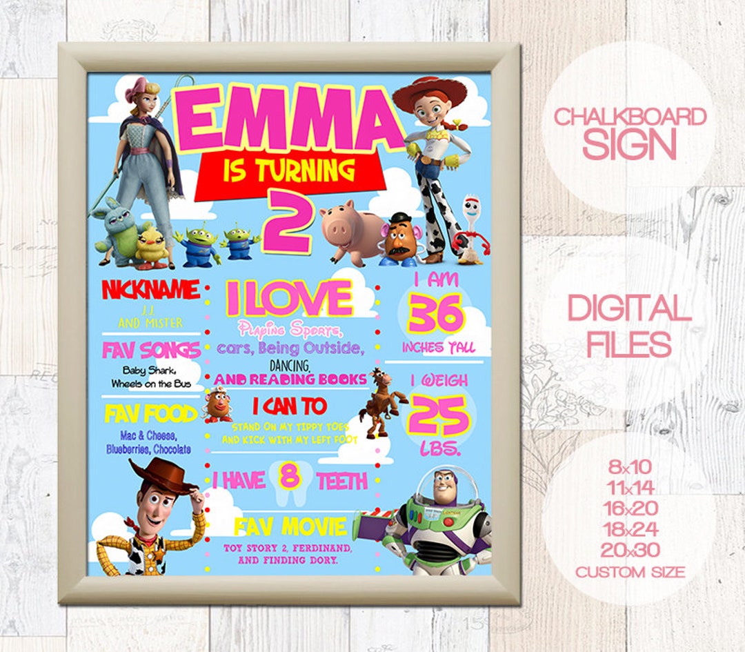 Toy Story Birthday Poster, Birthday Sign, Toy Story Chalkboard Poster ...
