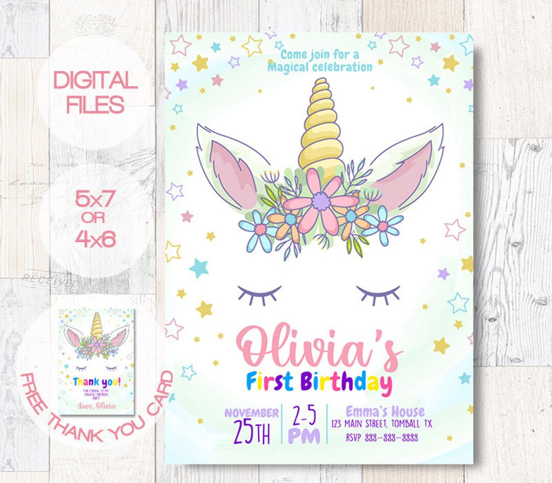 Unicorn Invitation, Unicorn Invitations, Magical Unicorn Invitation ...