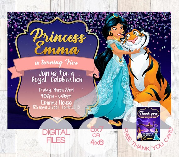 Princess Jasmine Birthday Party Princess Jasmine Invitation | Etsy