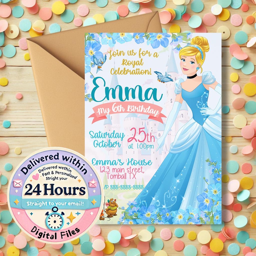 Cinderella Invitation - Princess Cinderella Invite - Cinderella ...