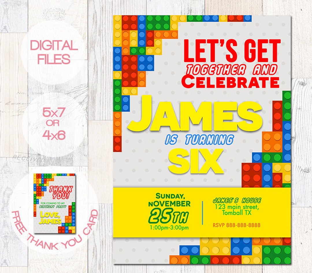 Building Blocks Birthday Invitation Building Blocks Invitation Building ...