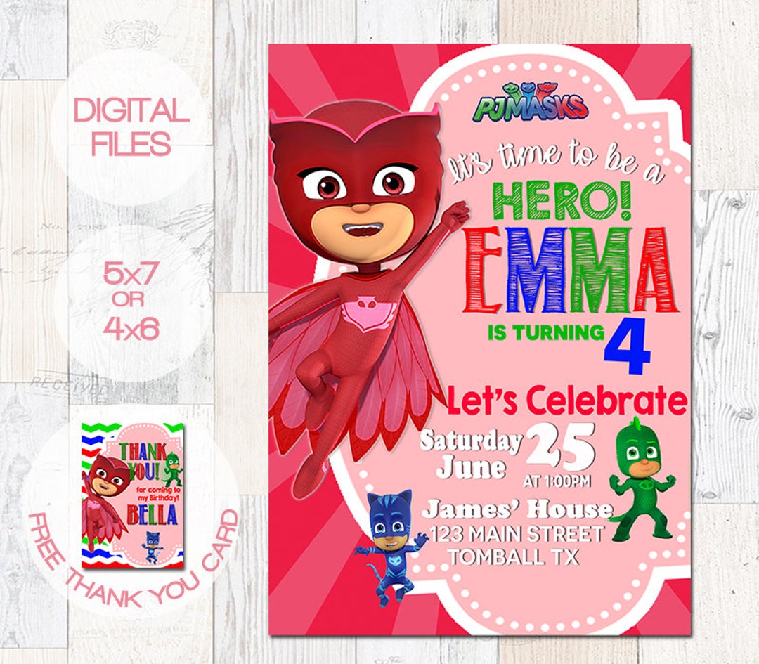 Pj Masks Invitation Pj Masks Birthday Pj Masks Birthday Invitation ...