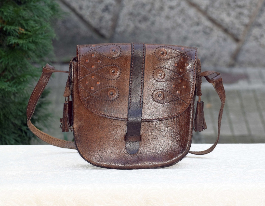Vintage Leather Handbag, Vintage Handbag, Leather Purse Bag, Woman ...