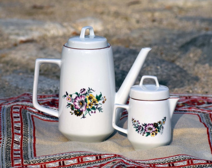 Vintage Tea Set, Thin Porcelain Coffee Set, White Porcelain, Porcelain ...