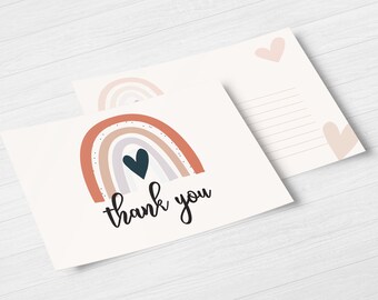 Boho Rainbow Thank You Cards - Etsy