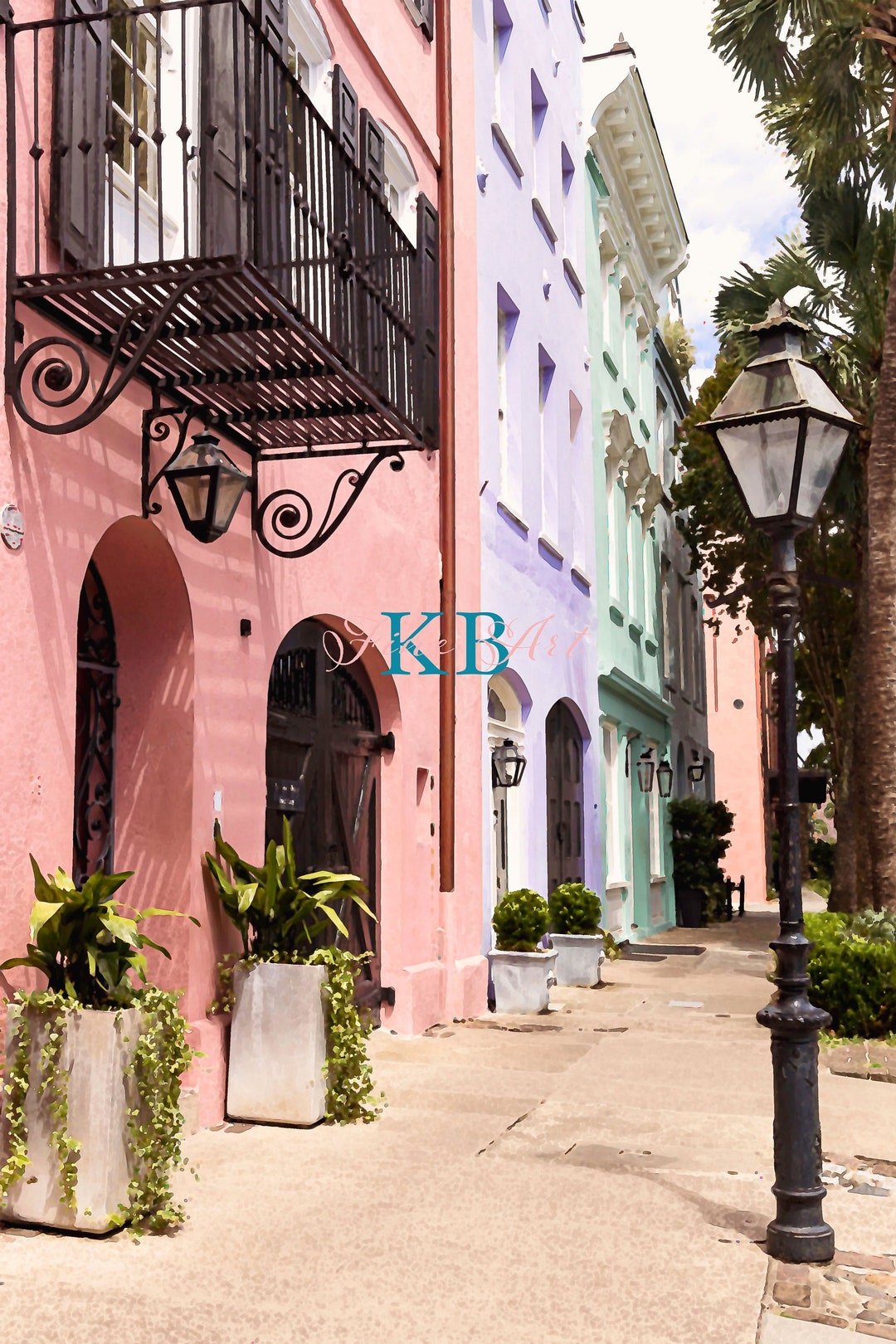 Rainbow Row Watercolor Fine Art - Etsy