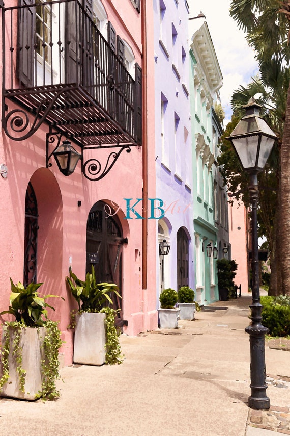 Rainbow Row Watercolor Fine Art - Etsy