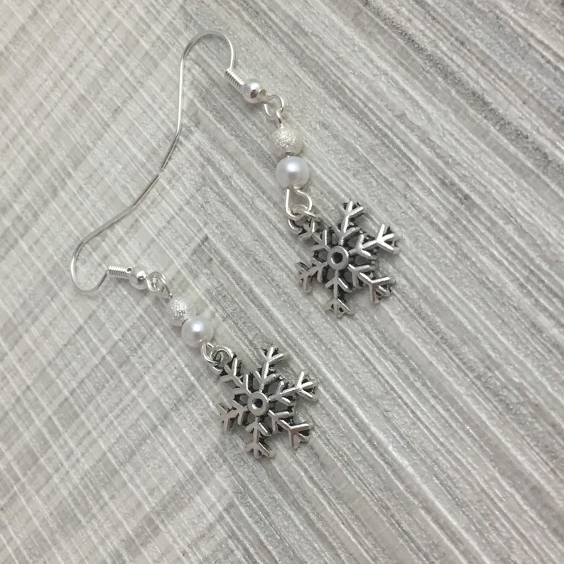 Winter Snowflake Dangle Earrings, Frosty Winter Pierced Earrings ...