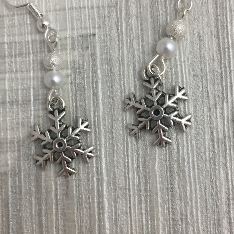Winter Snowflake Dangle Earrings, Frosty Winter Pierced Earrings ...