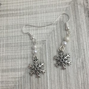 Winter Snowflake Dangle Earrings, Frosty Winter Pierced Earrings ...