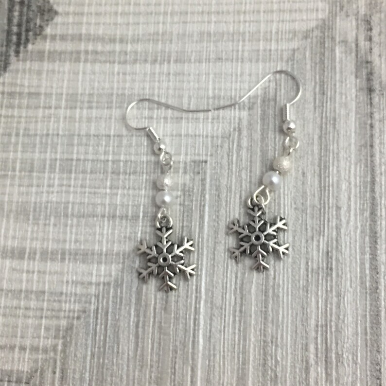 Winter Snowflake Dangle Earrings, Frosty Winter Pierced Earrings ...