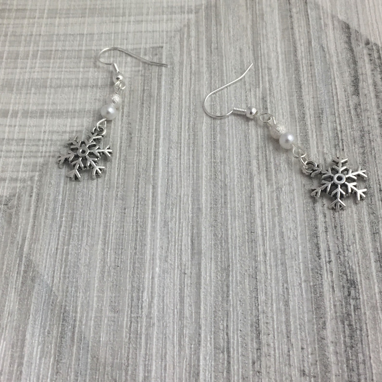 Winter Snowflake Dangle Earrings, Frosty Winter Pierced Earrings ...