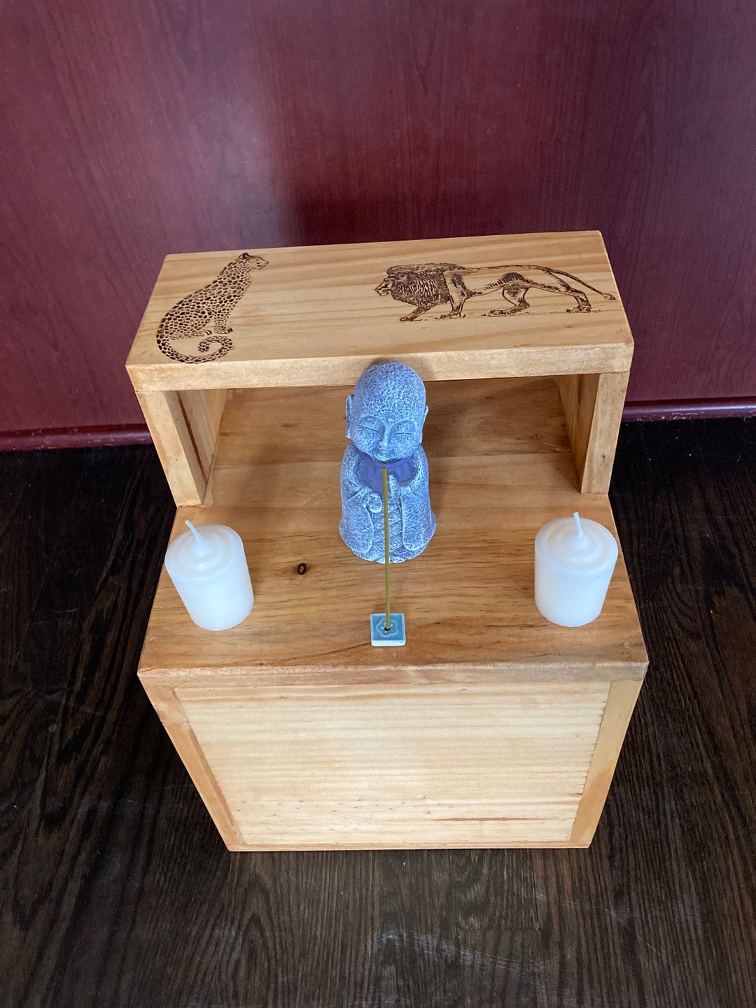 Custom Made Solid Pine Altar With Storage, Pullout Tray, and 2 Custom ...
