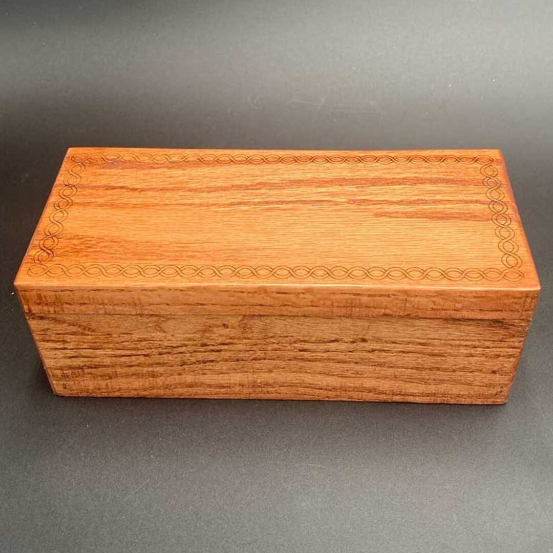 Ready to Ship Handmade Solid Oak Box. Engraved Border on Lid. Jewelry ...