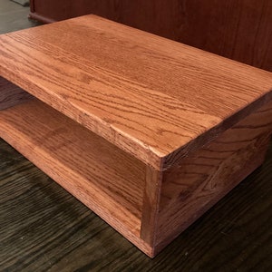 Custom Made Solid Oak Computer Monitor Riser With Keyboard Storage ...