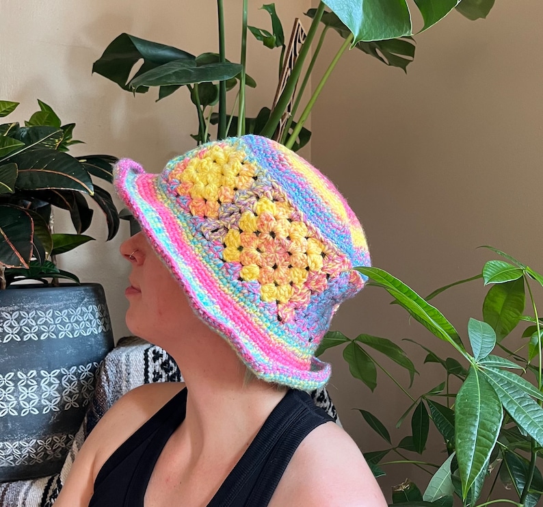 Handmade Crochet Pastel Oversize Bucket Hat - Etsy