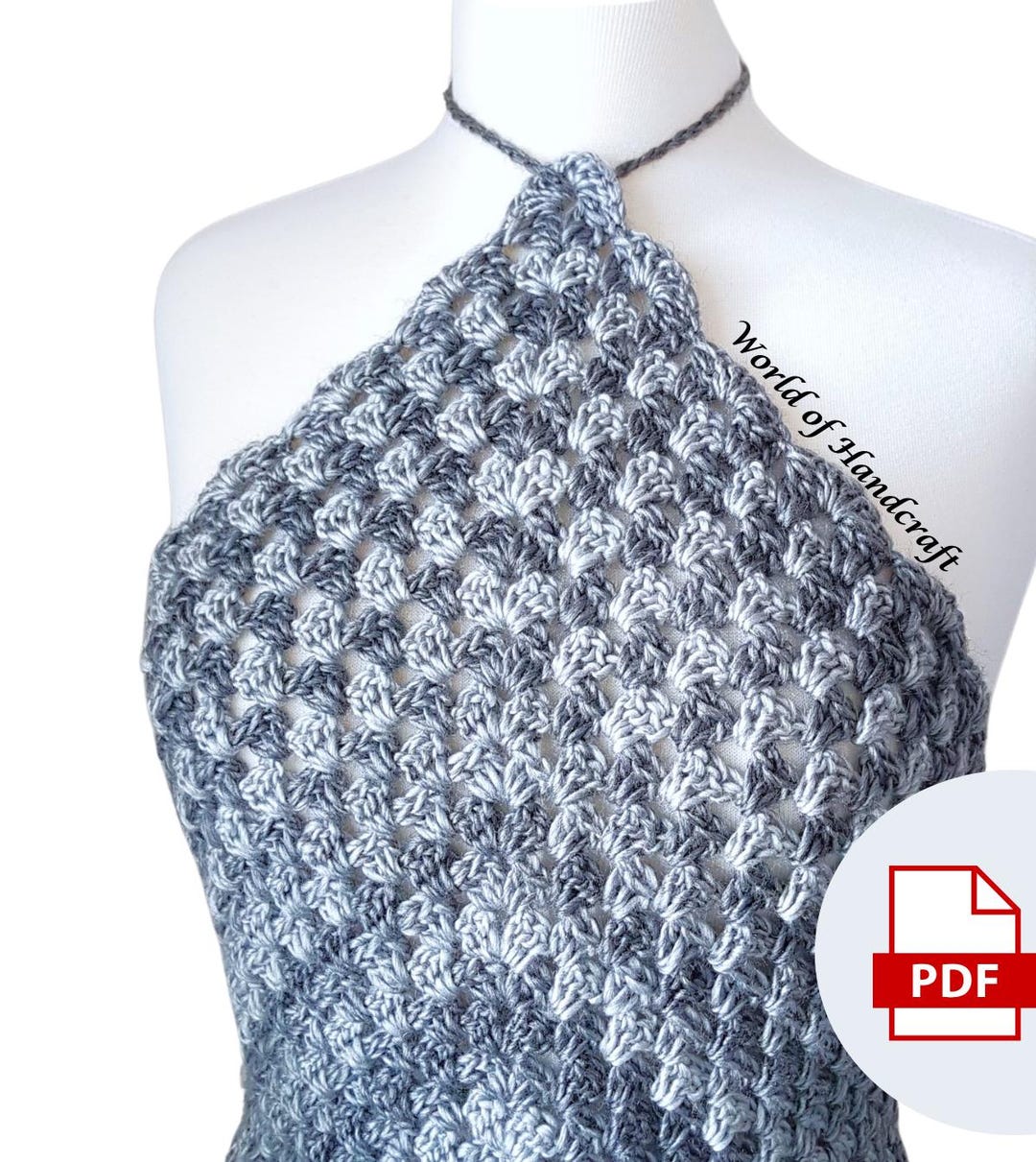 Backless Triangle Halter Top Crochet PDF PATTERN for Sizes S/M With ...