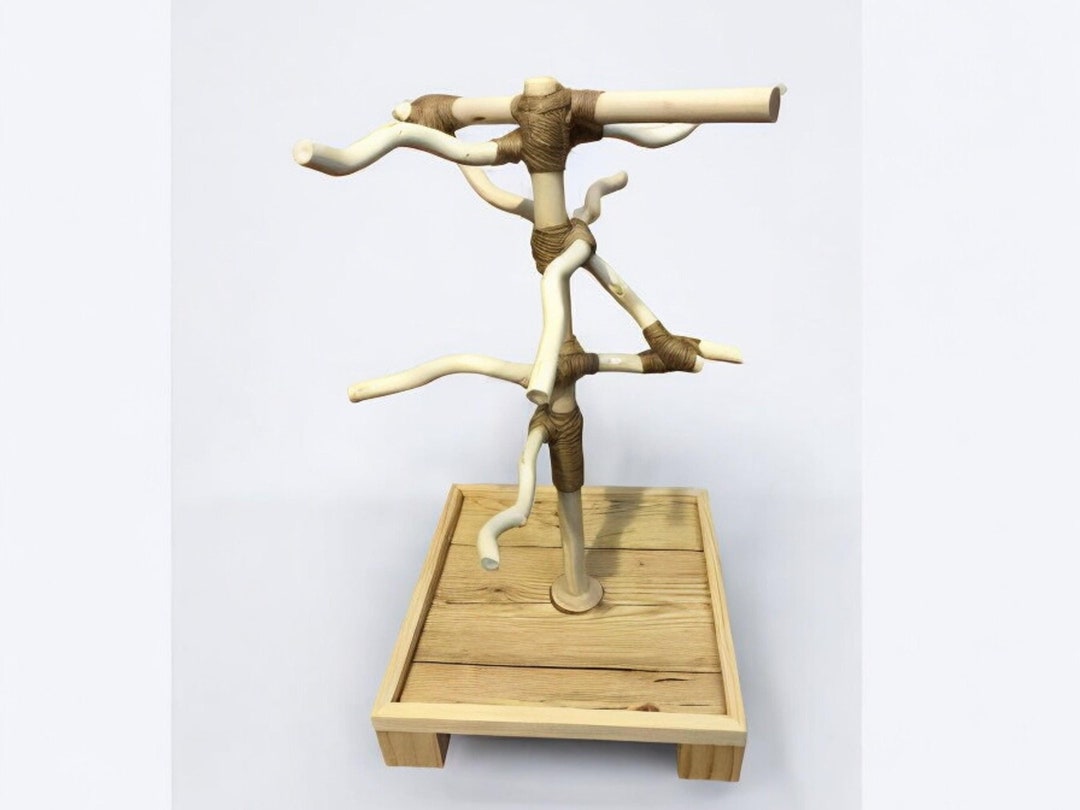 Parrot Playstand, Standard 1.5 Ft., All-natural Wood, Tabletop Bird ...