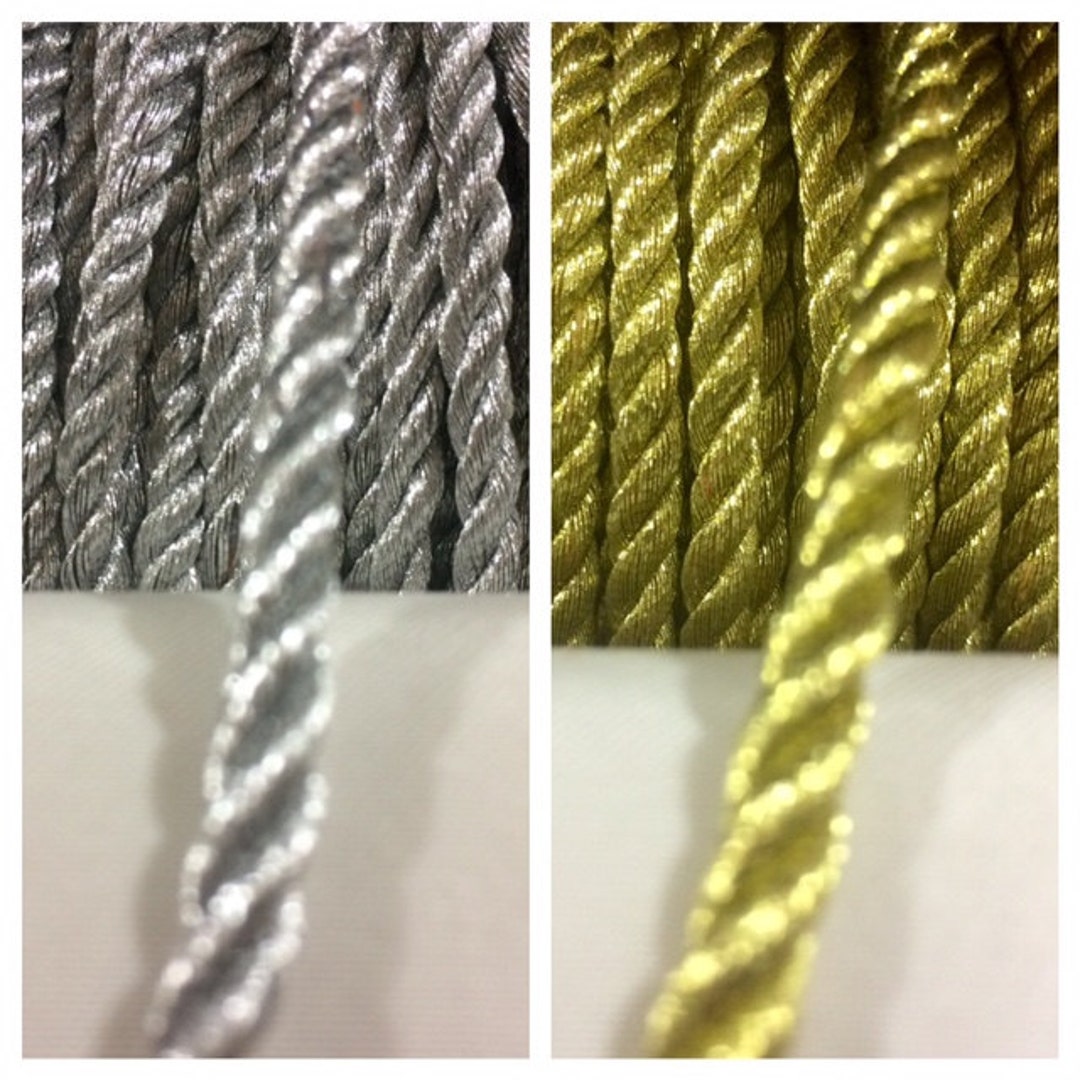 5mm Metallic Gold Satin Twist Cord, Metallic Gold Decoration Trim ...