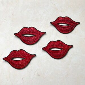 Lips -red- Hot -sequin-high Quality Iron on Applique/embroidered Patch ...