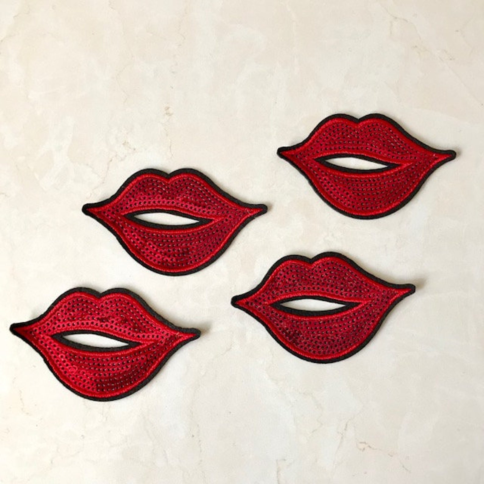 Lips red Hot sequin-high Quality Iron on | Etsy
