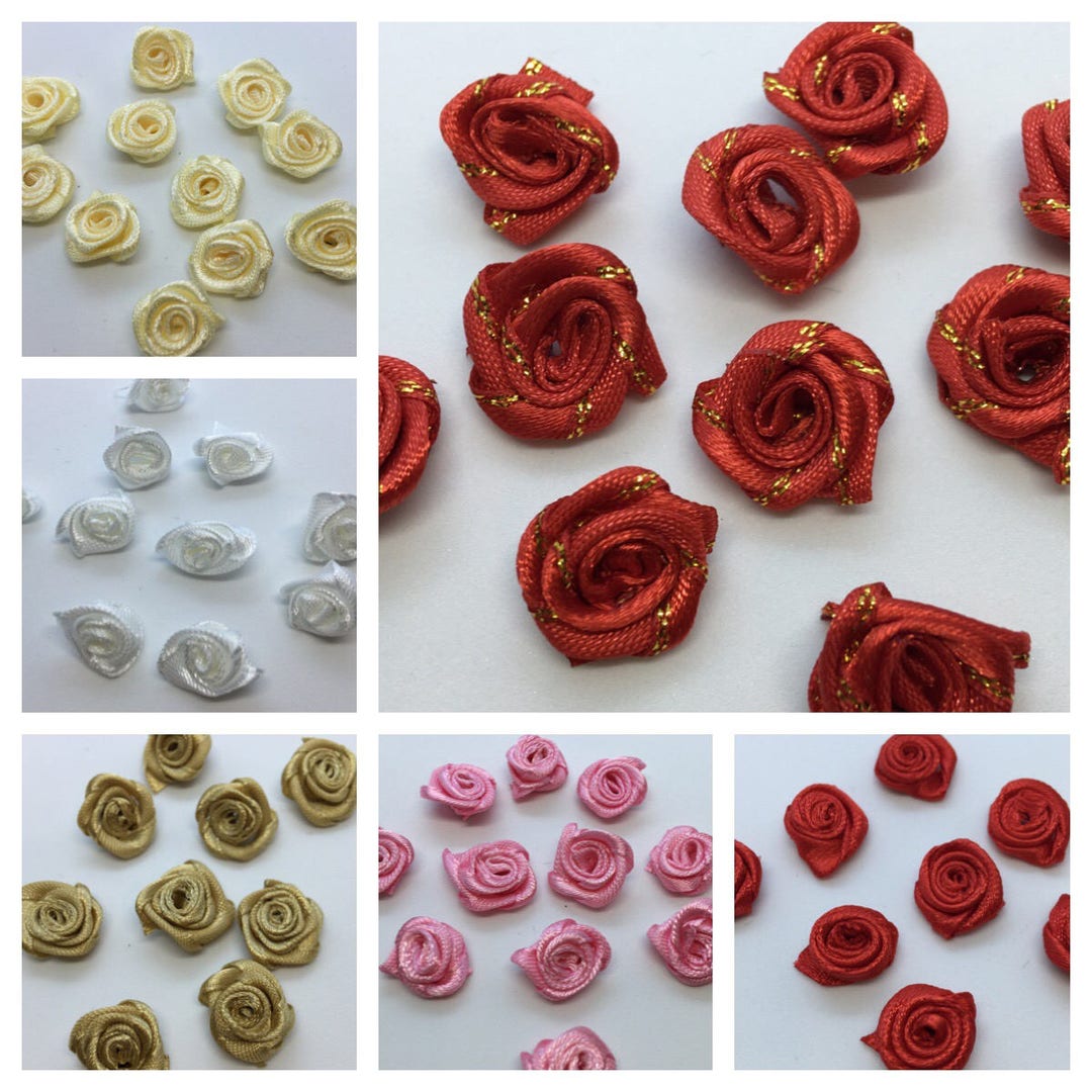 1/2'' Mini Roses Flowers Satin Ribbon Applique Price per Bag/50 Pcs - Etsy