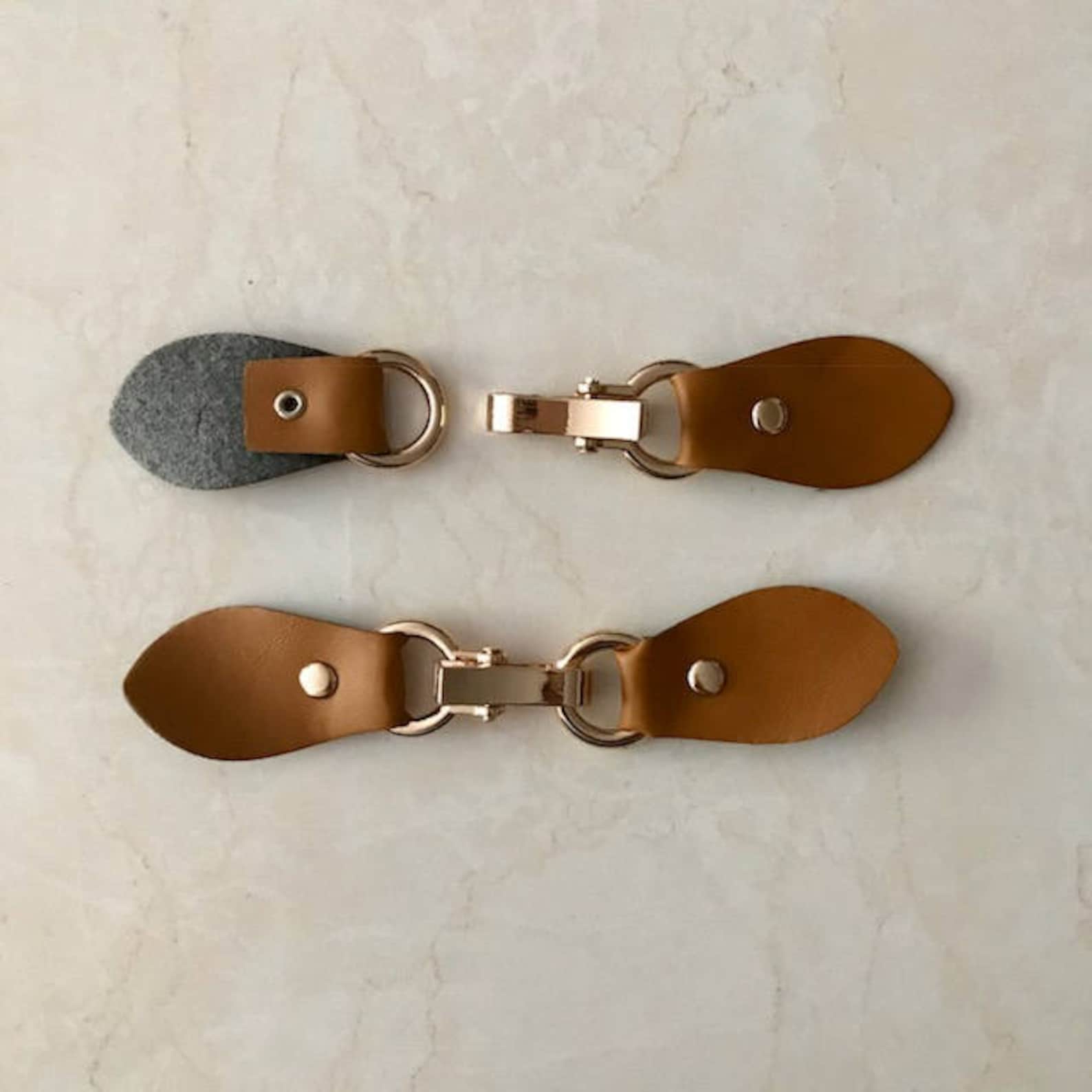 Sew-on Synthetic Leather Closure Buttons: Camel & Rose Gold (6 Pcs/3 ...
