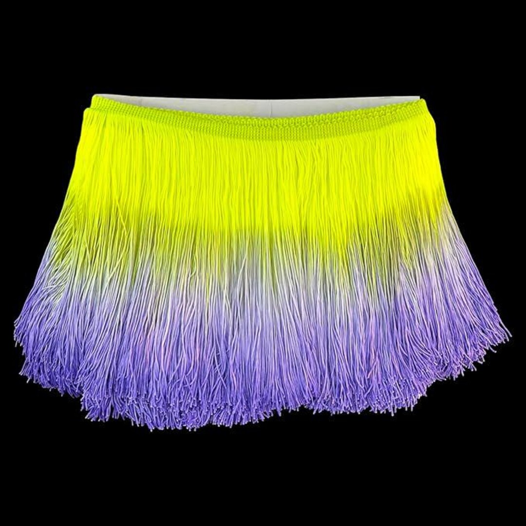 18'' Inch Long Fringe Two Tone Color Neon Yellow / Lavender Chainette ...