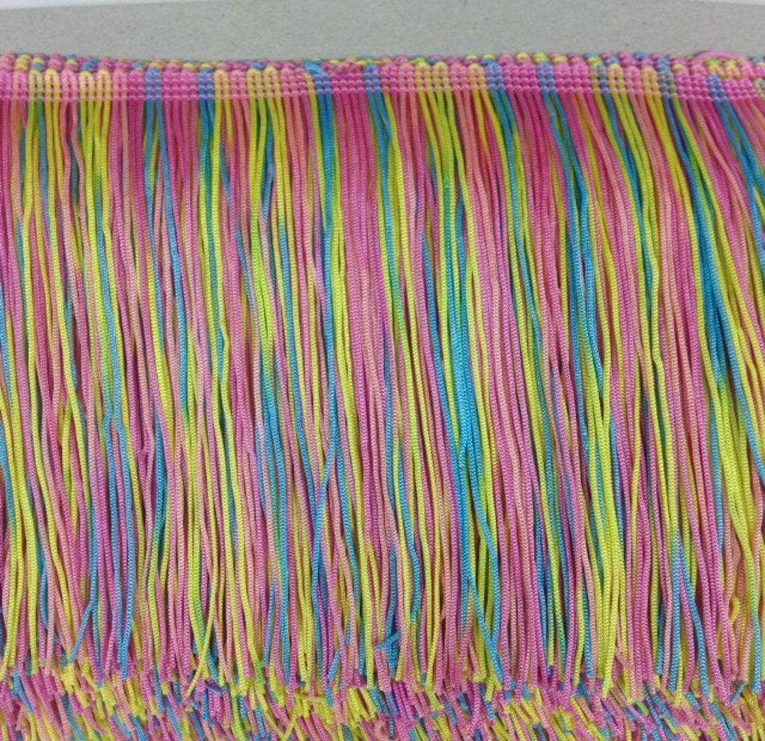 6 Inch Rainbow Chainette Fringe in Blue Pink Yellow Fabric Trim for ...