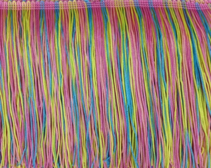 6 Inch Rainbow Chainette Fringe in Blue Pink Yellow | Etsy
