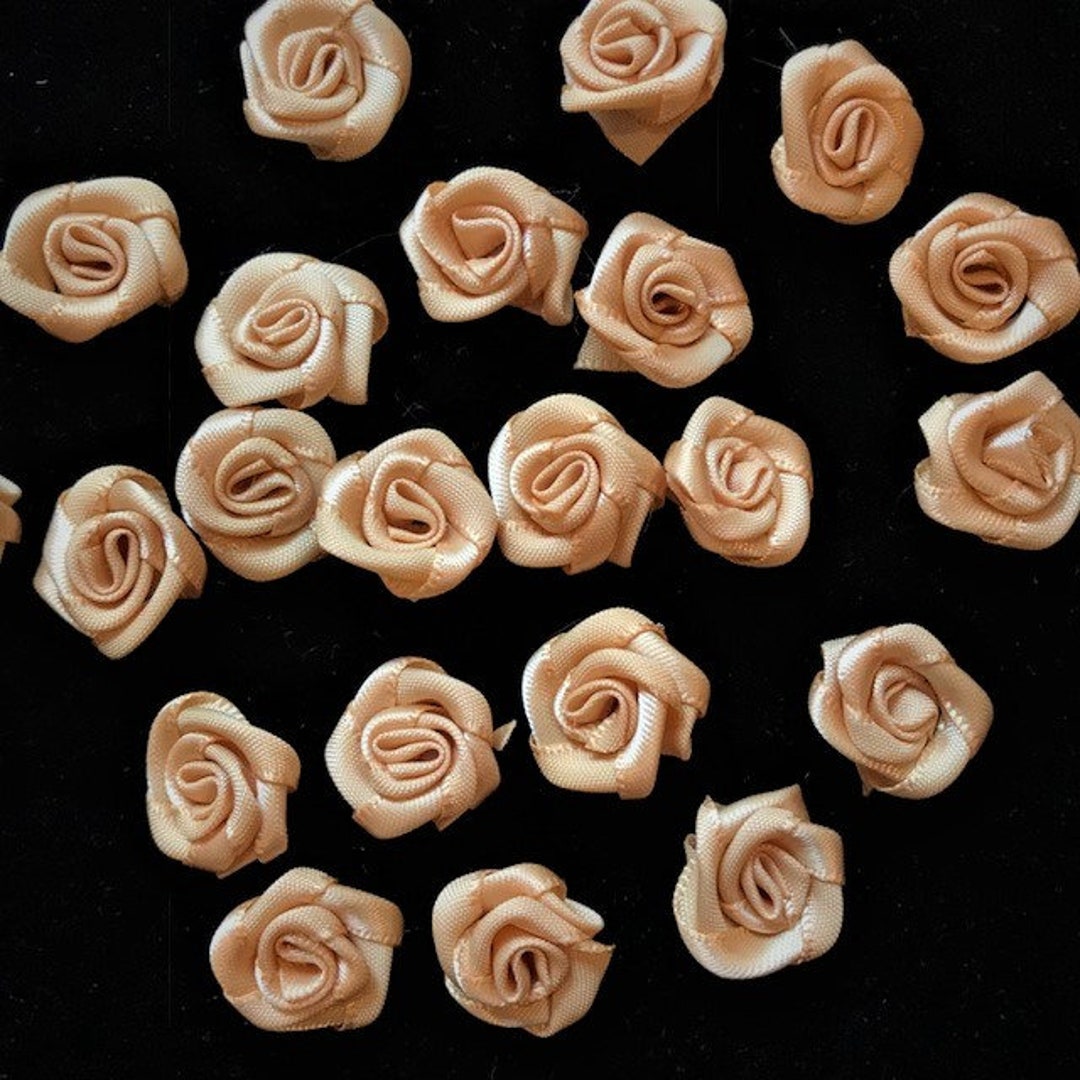 18mm Small Light Gold Rose Flower Small Satin Ribbon Rose Flower Light ...