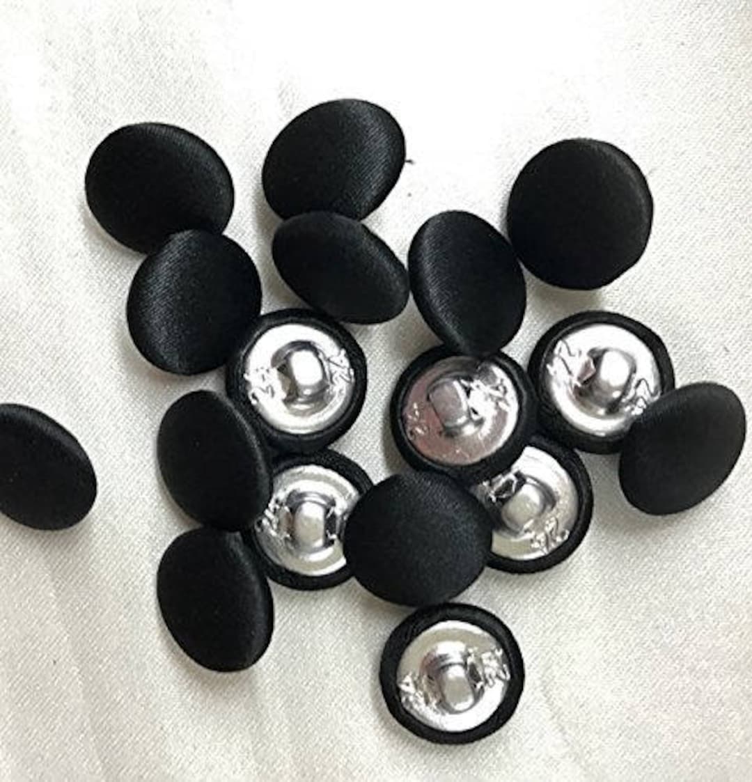24pcs Tuxedo Buttons, Black or White Polyester Satin, 5/8"/metal Shank ...