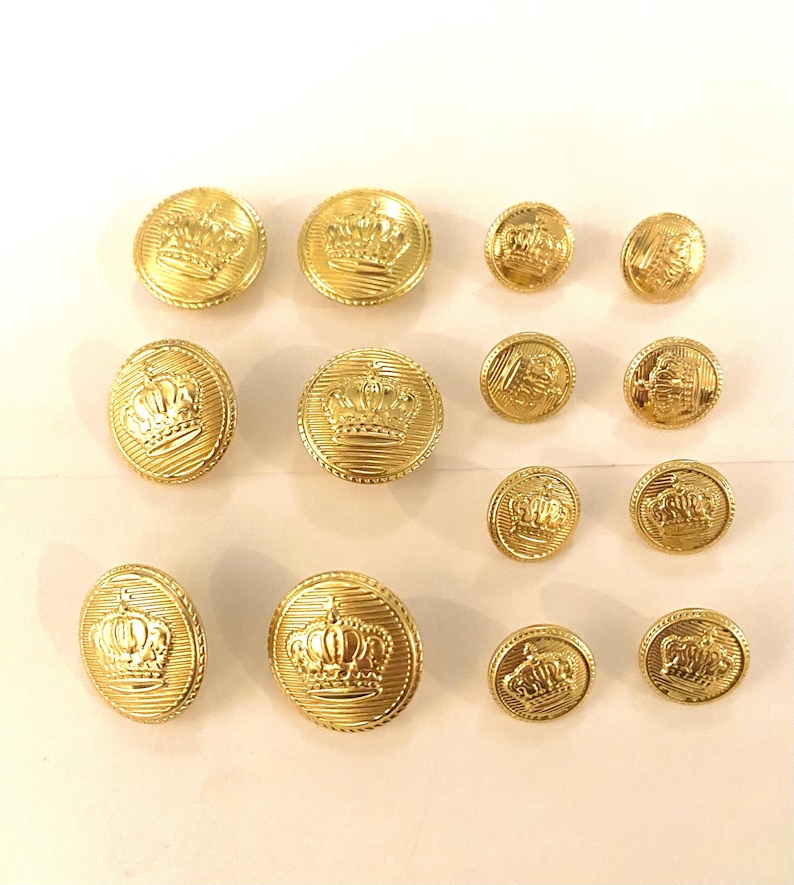 Gold Crown Blazer Buttons: 14-piece Metal Set - Etsy