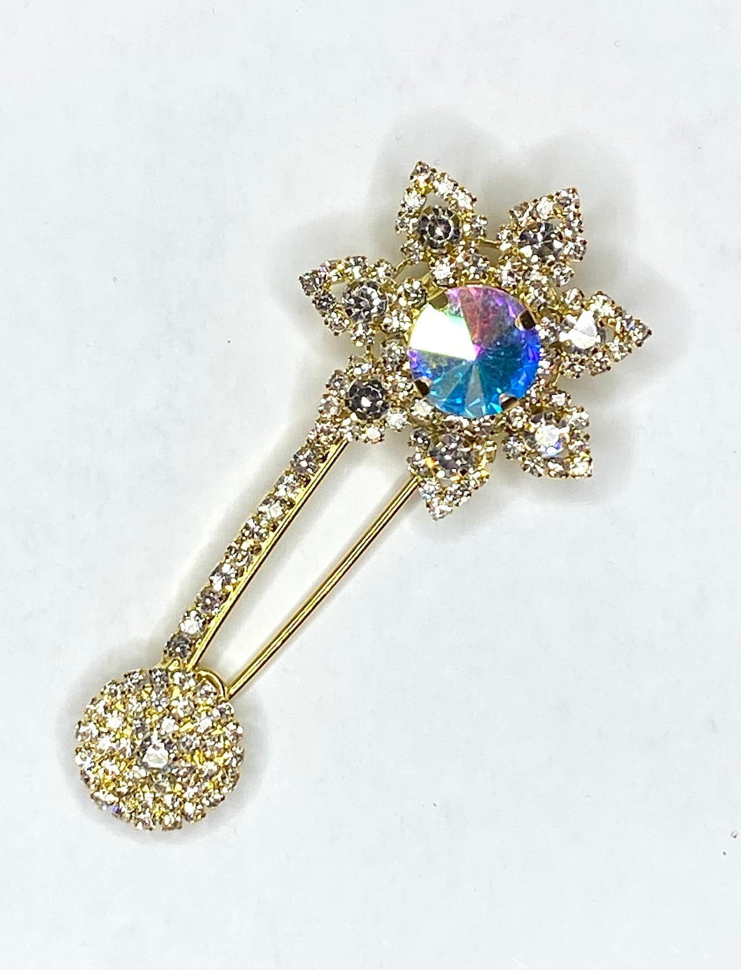 Rhinestone Bridal Brooch Pin: Crystal Gold Wedding Jewelry - Etsy