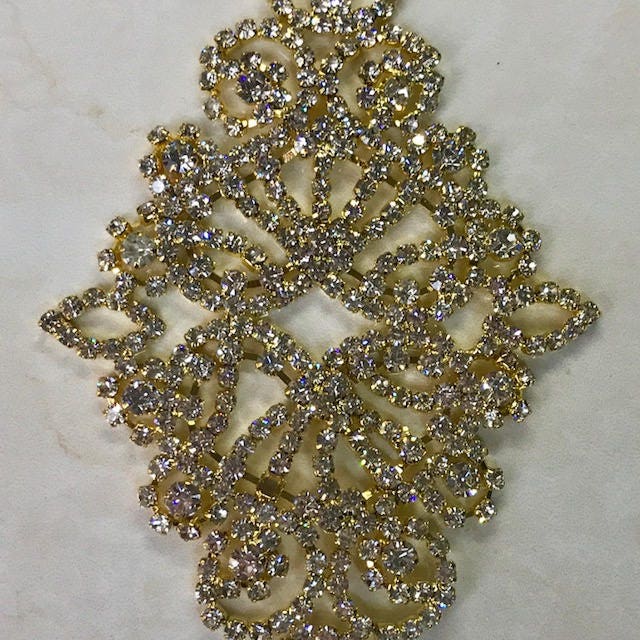 Diamond Shaped Crystal Rhinestone Applique Wedding Applique | Etsy