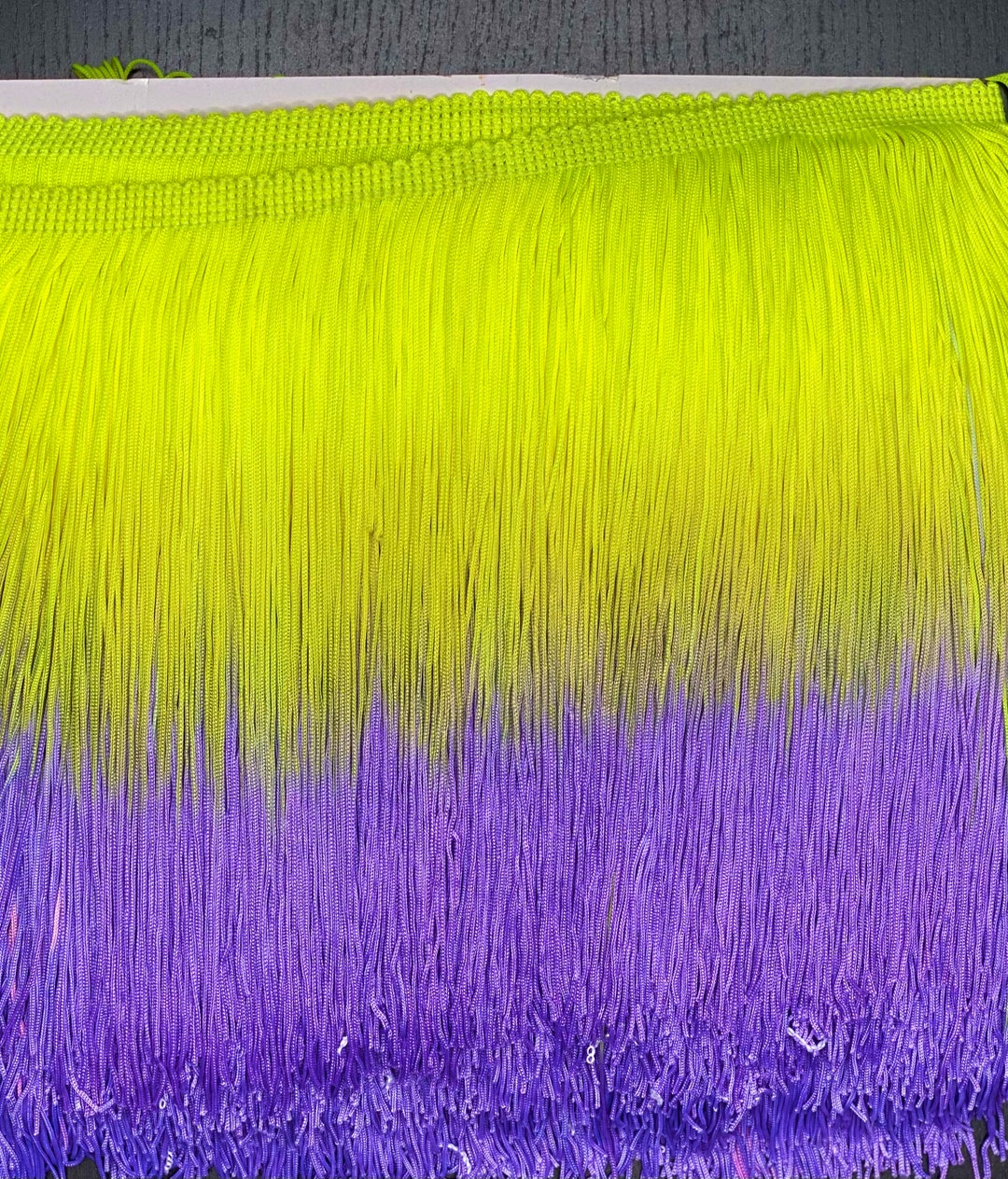 18'' Inch Long Fringe Two Tone Color Neon Yellow / Lavender Chainette ...