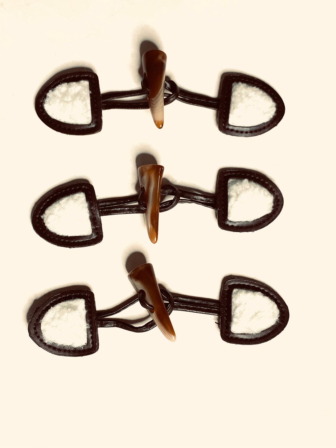 Ox Horn Toggle Buttons: Synthetic Leather Coat Fasteners, 6 Inch (5 ...