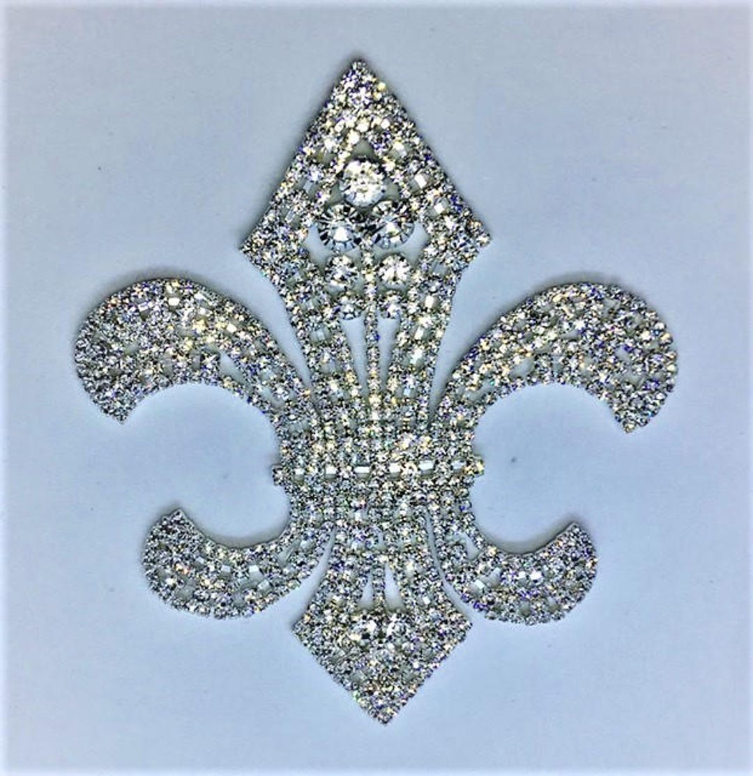 Silver Spider Fleur De Lis Shape Rhinestone Applique for Wedding and ...