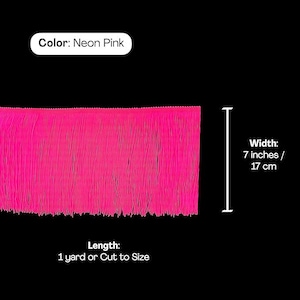 7'' Inch Long Fringe Neon Hot Pink Chainette Fringe Price per Yard - Etsy